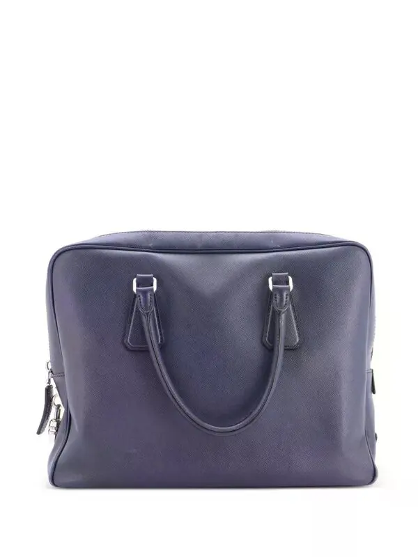 Prada Saffiano Leather Zip Around Briefcase