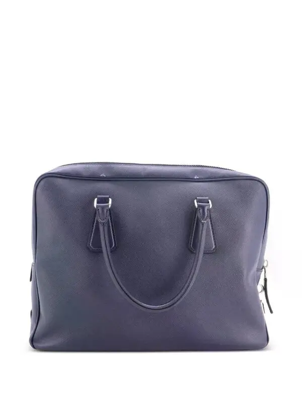 Prada Saffiano Leather Zip Around Briefcase