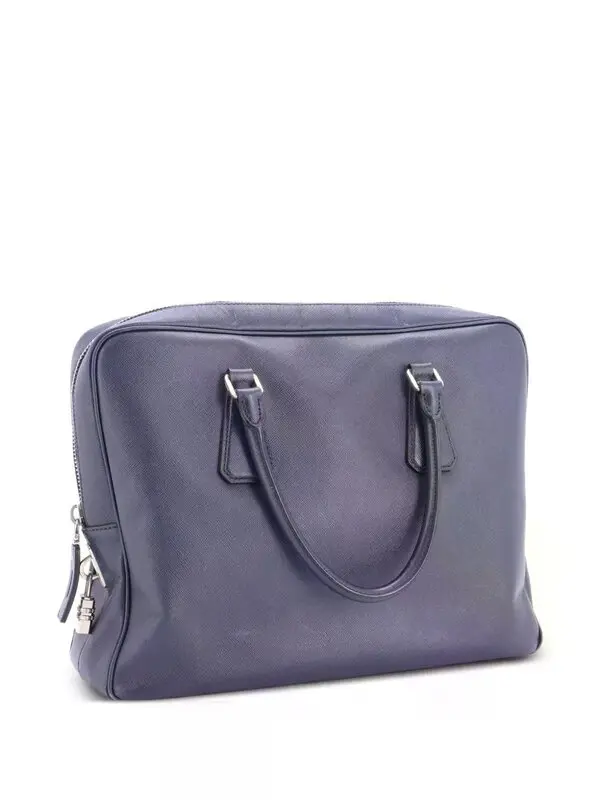 Prada Saffiano Leather Zip Around Briefcase