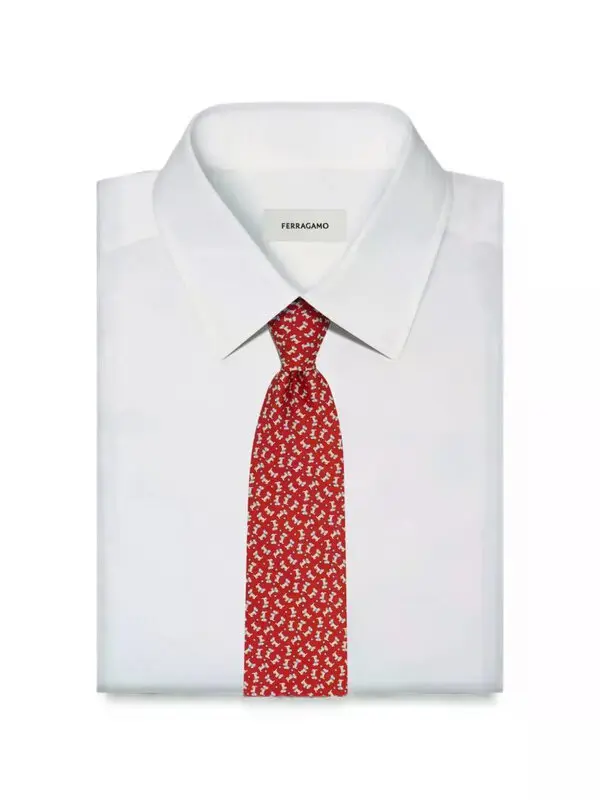 FERRAGAMO Charlie Print Silk Neck Tie