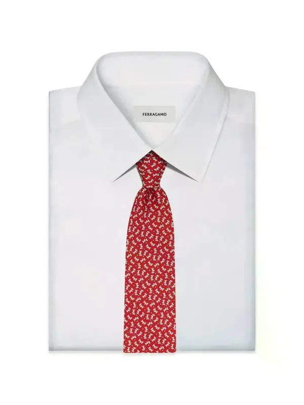 FERRAGAMO Charlie Print Silk Neck Tie