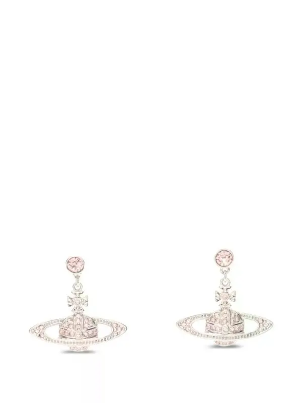 VIVIENNE WESTWOOD Tone Orb Motif Rhinestone Embellishment Drop Earrings - Silver