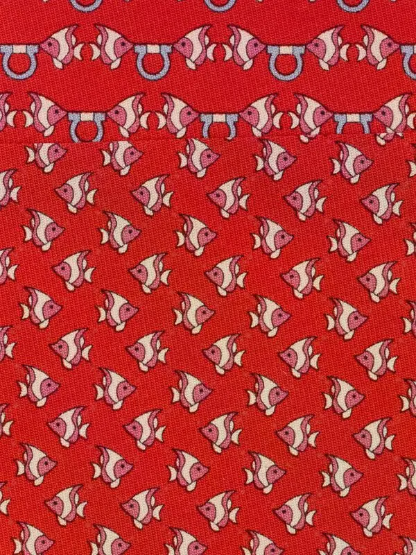 FERRAGAMO Mini Fish-print Silk Tie