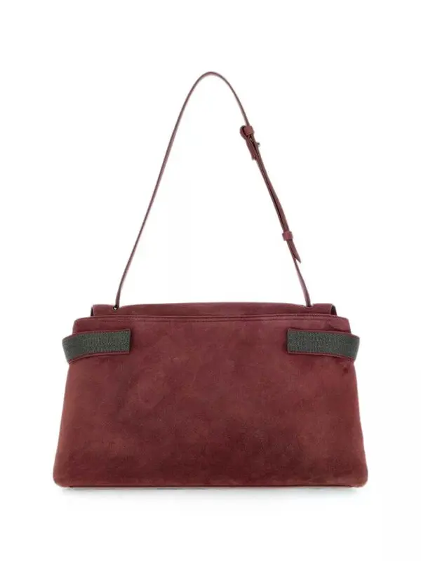 Brunello Cucinelli Monili Embellished Suede Shoulder Bag