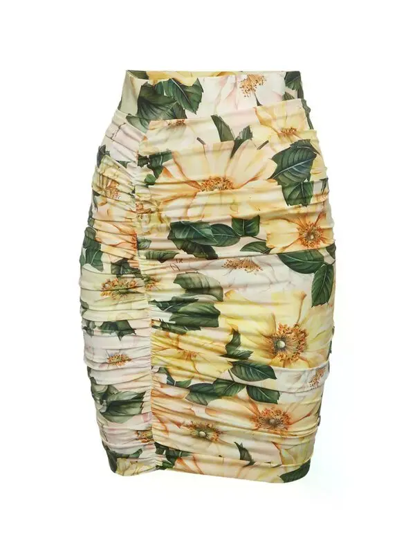 Dolce & Gabbana Floral Print Ruched Mini Skirt