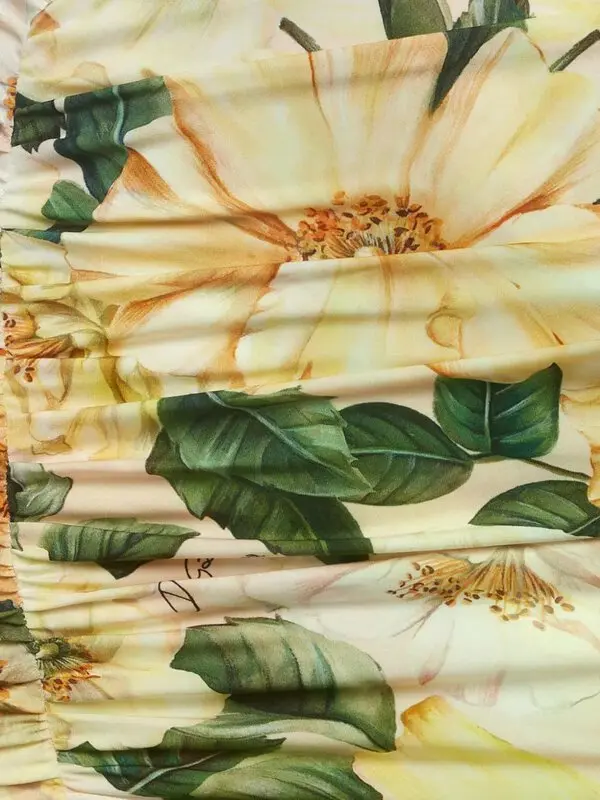 Dolce & Gabbana Floral Print Ruched Mini Skirt