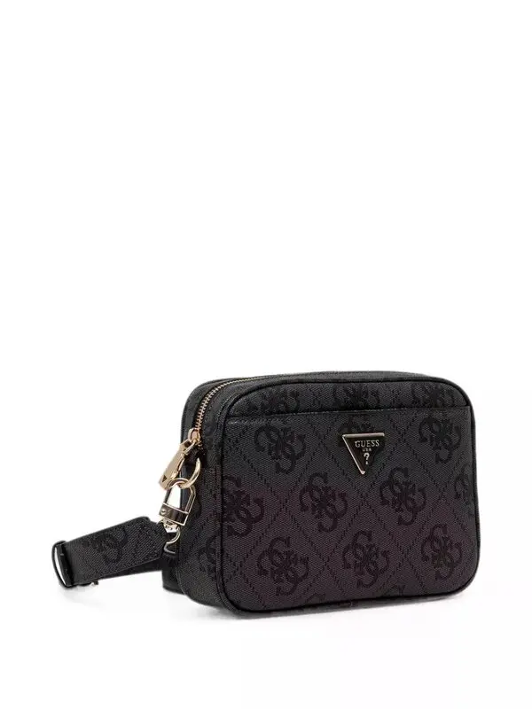 Guess Monogram Print Logo Plaque Shoulder Bag