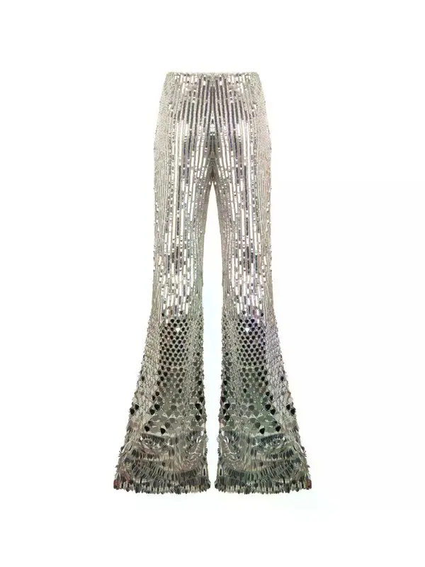 Alberta Ferretti Sequin Embellished Flared Trousers - Silver