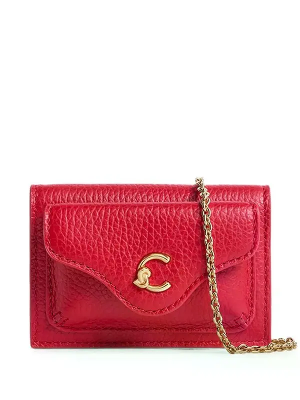 COCCINELLE Small C-me Leather Chain-strap Card Holder - Red
