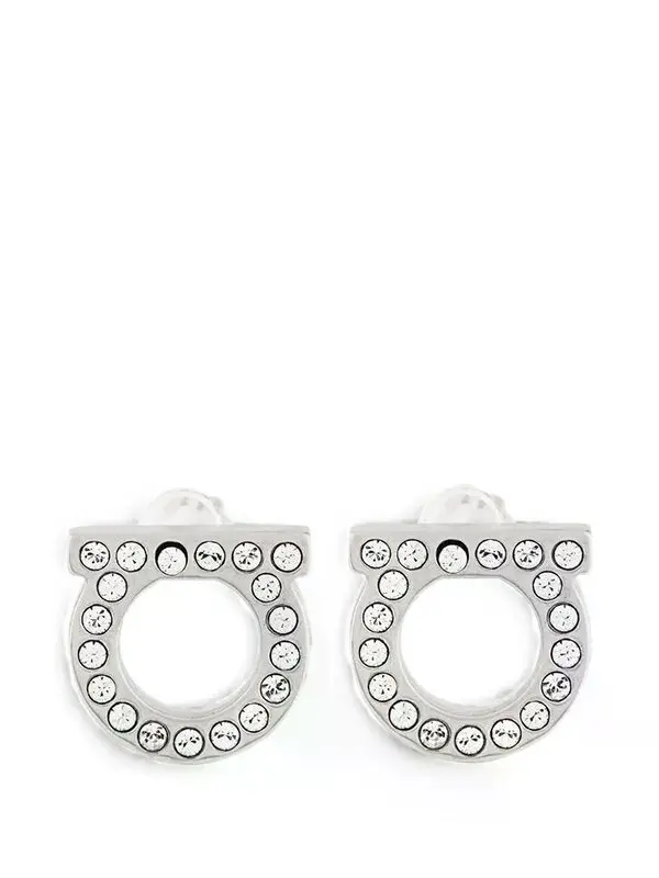 FERRAGAMO Gancini Crystal-embellished Earrings - Silver