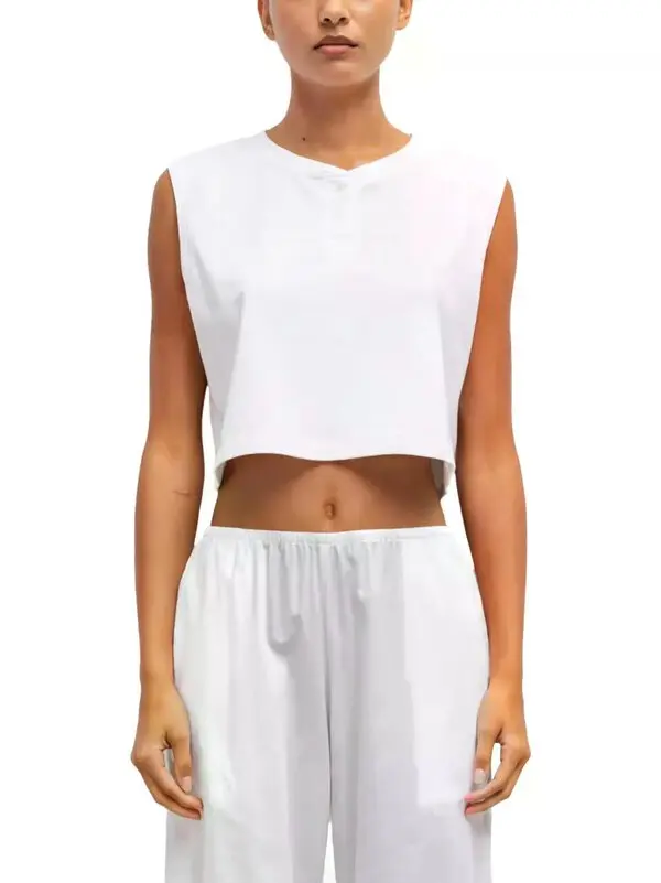 LESET Margo Henley-neck Cropped Top