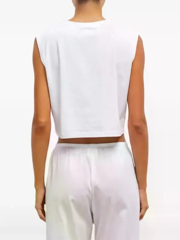 LESET Margo Henley-neck Cropped Top