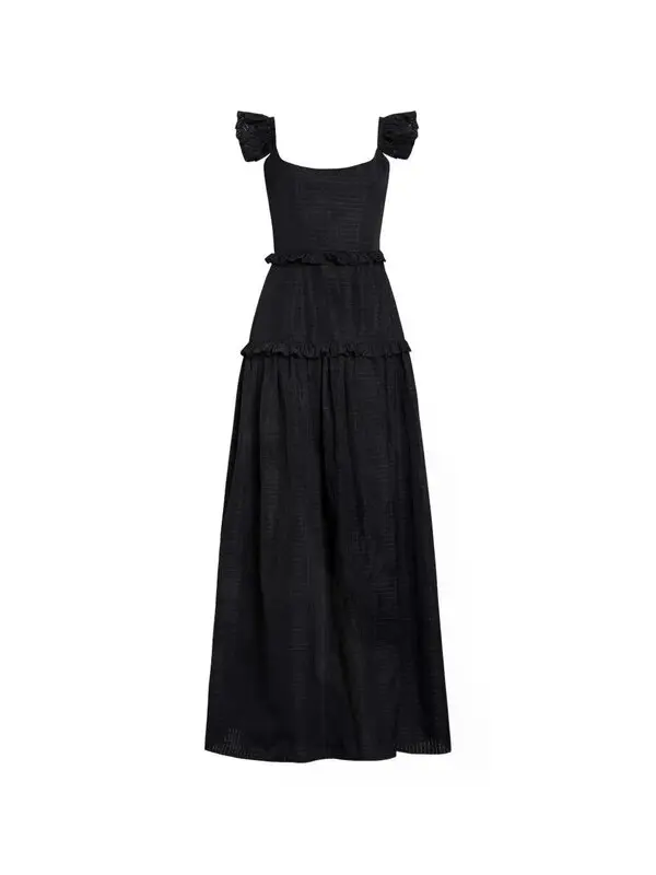 MARKARIAN Alanna Ruffle-tiered Maxi Dress - Black
