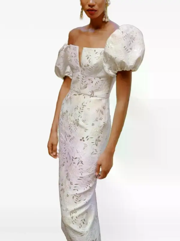 MARKARIAN Yvette Puff-sleeve Midi Dress