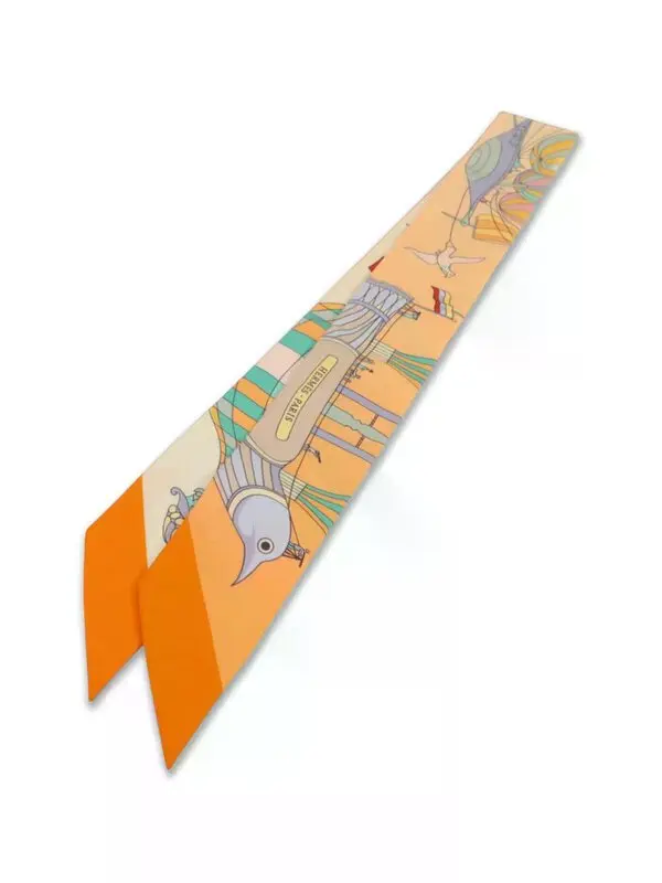 Hermès Twilly Printed Scarf - Neutrals