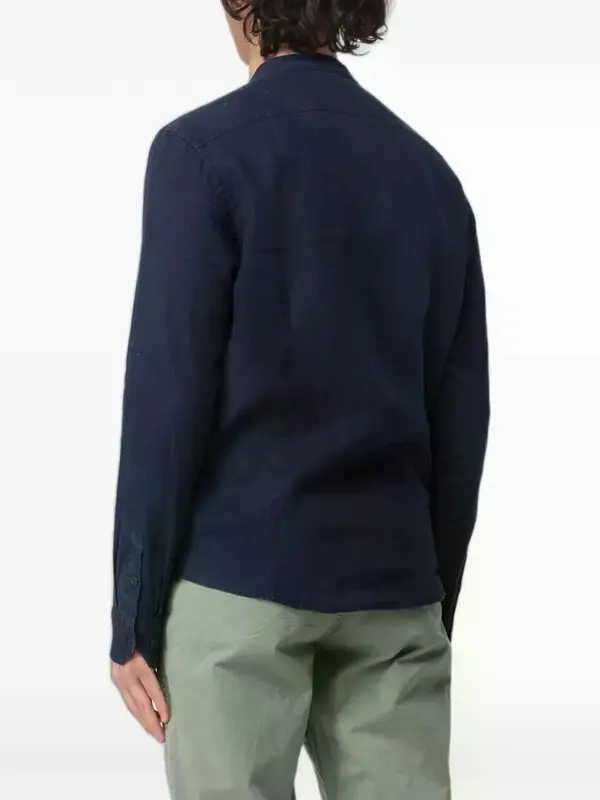 BLAUER. Linen Mandarin-collar Shirt