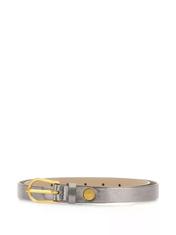 GIANNI CHIARINI Metallic Logo Buckle Leather Belt