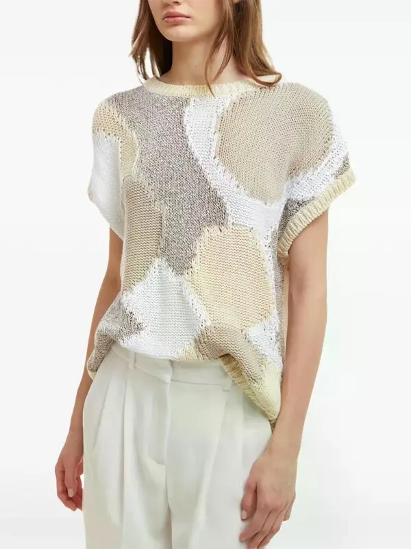 KANGRA Sequin Embellished Patchwork Sweater