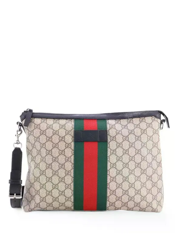 Gucci Gg Coated Canvas Large Messenger Bag - Black
