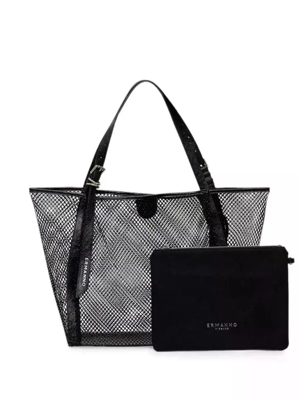 ERMANNO FIRENZE Mesh Logo-tag Tote Bag - Black