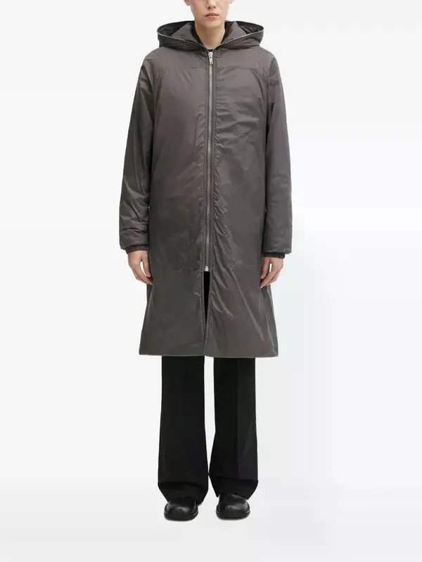 Rick Owens Hooded Zip-up Windbreaker Coat - Grey
