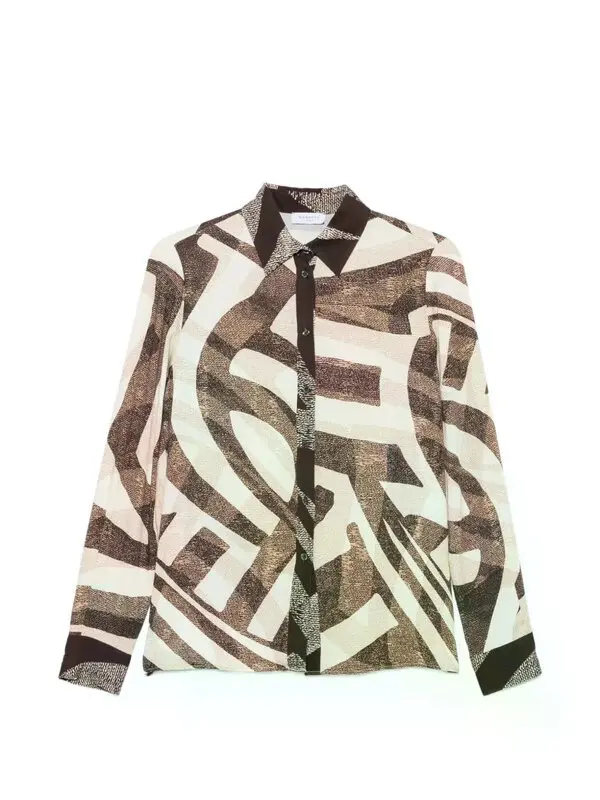 ZANETTI Abstract Print Long Sleeve Shirt - Neutrals