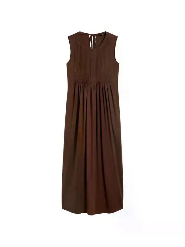 Max Mara Pleated Sleeveless Midi Dress - Brown
