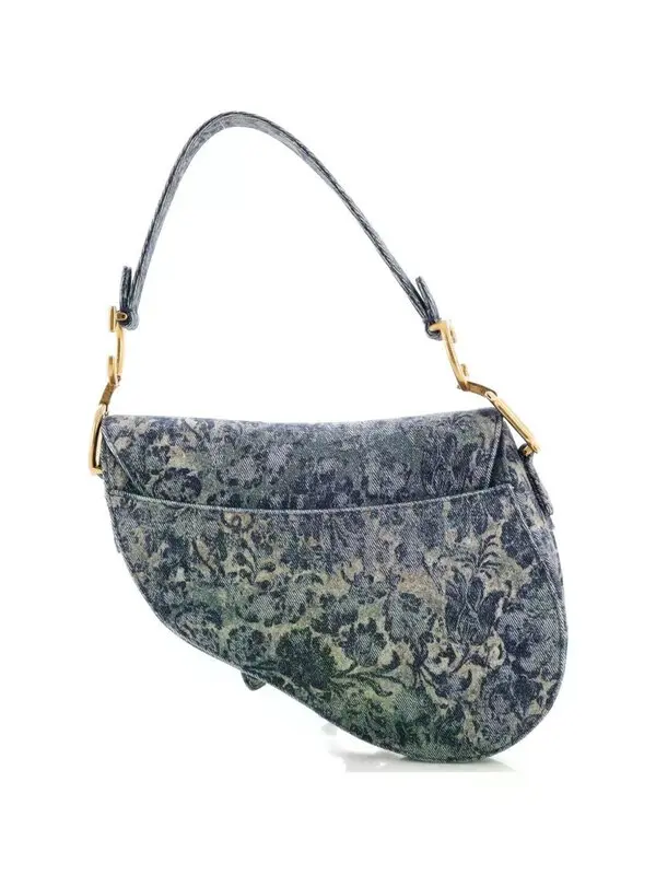 Dior Saddle Handbag In Printed Denim