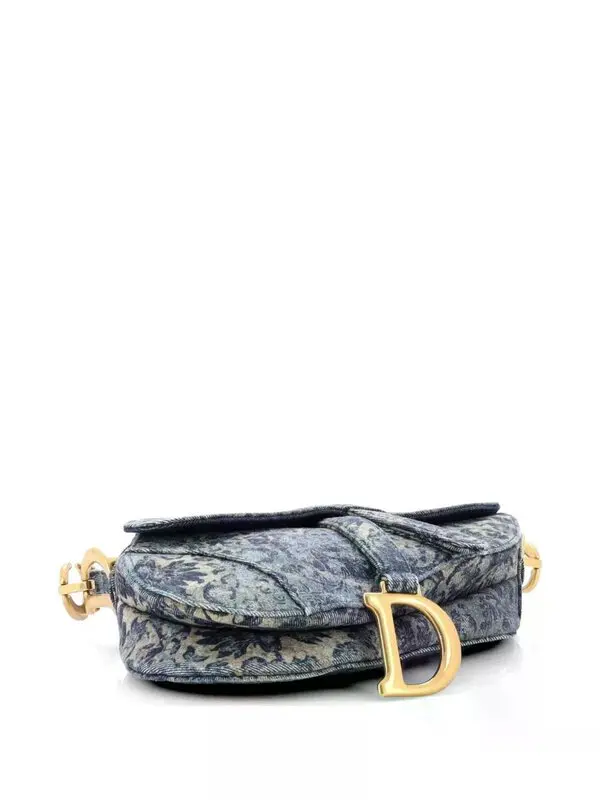 Dior Saddle Handbag In Printed Denim