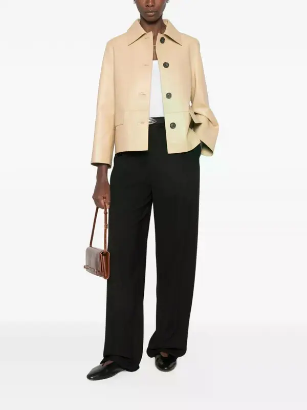 TOTEME Button-up Leather Jacket - Neutrals