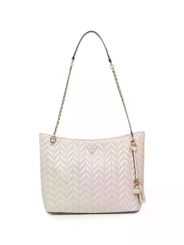 Guess Cheryl Chevron-quilted Padlock Detail Tote Bag - Neutrals