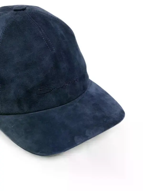 Santoni Embroidered Suede Cap