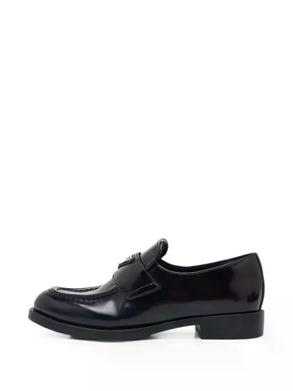 Prada Leather Loafers With Rubber Sole - Black