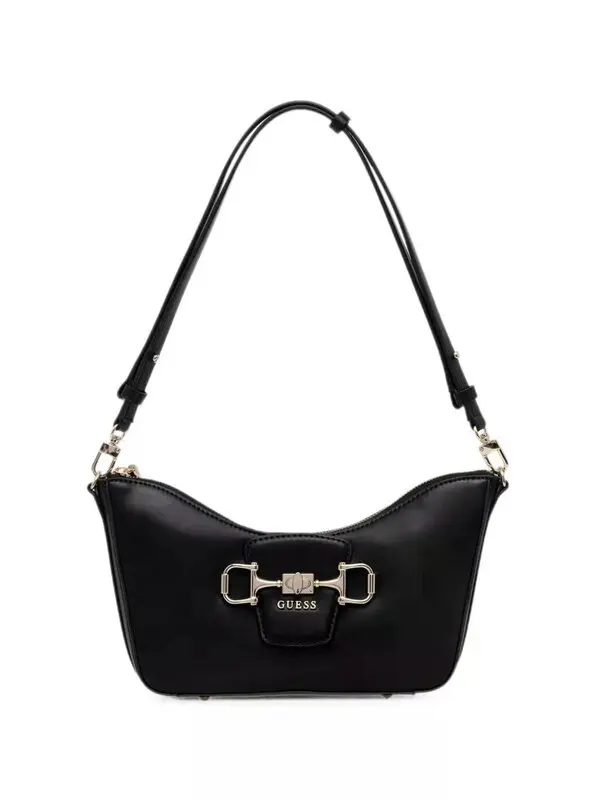 Guess Janie Horsebit Logo-plaque Shoulder Bag - Black