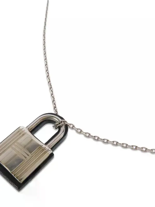 Hermès O'kelly Leather Pendant Necklace - Silver
