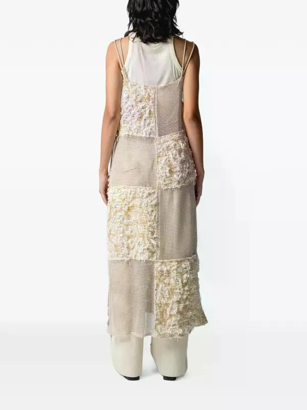 MULLER OF YOSHIOKUBO Patchwork Mesh-knit Midi Dress - Neutrals