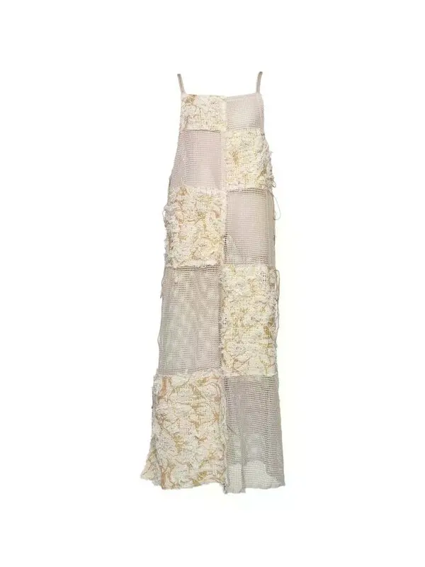 MULLER OF YOSHIOKUBO Patchwork Mesh-knit Midi Dress - Neutrals