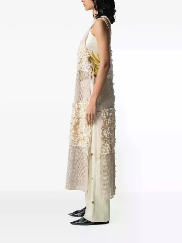 MULLER OF YOSHIOKUBO Patchwork Mesh-knit Midi Dress