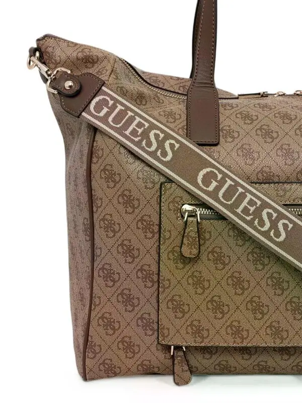 Guess Monogram Print Logo Plaque Tote Bag