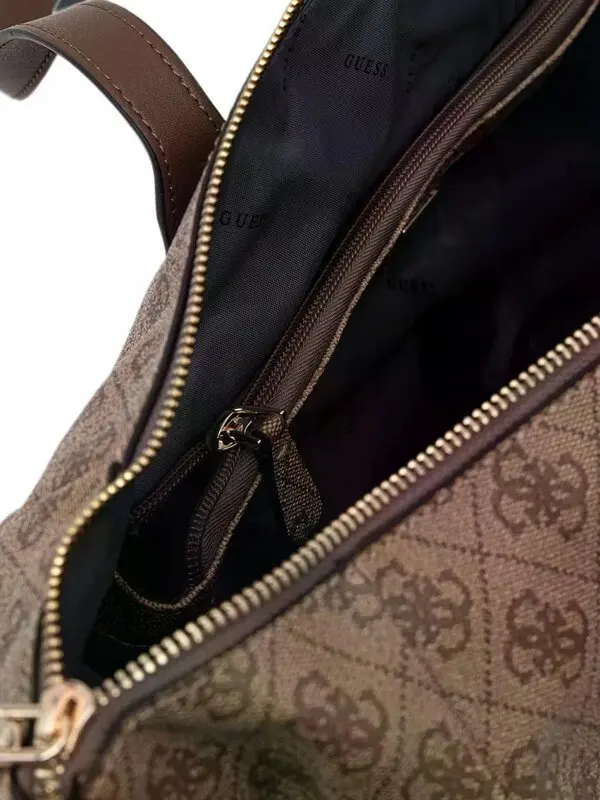 Guess Monogram Print Logo Plaque Tote Bag