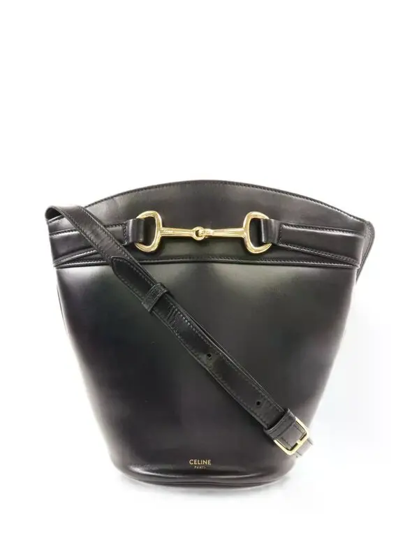 Celine Horsebit Leather Bucket Bag - Black