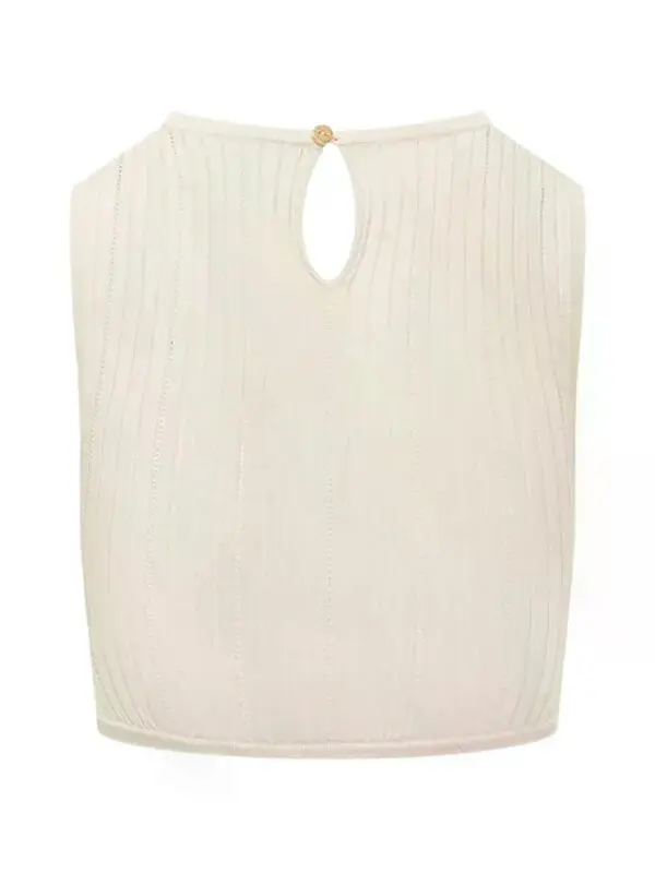 Elisabetta Franchi Ribbed-knit Crossover Blouse - Neutrals