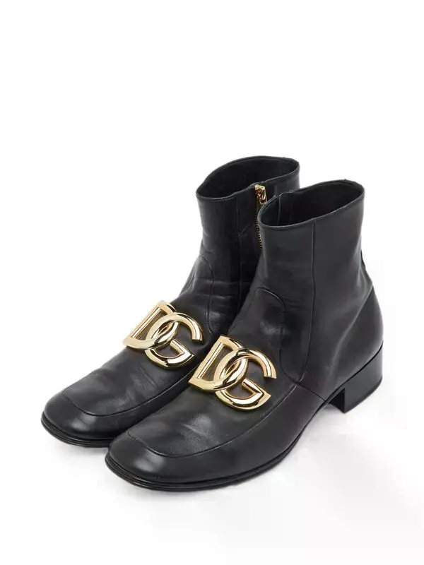 Dolce & Gabbana Dg Logo Leather Ankle Boots