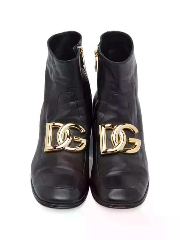 Dolce & Gabbana Dg Logo Leather Ankle Boots