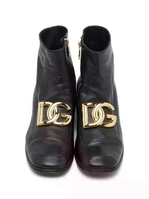 Dolce & Gabbana Dg Logo Leather Ankle Boots