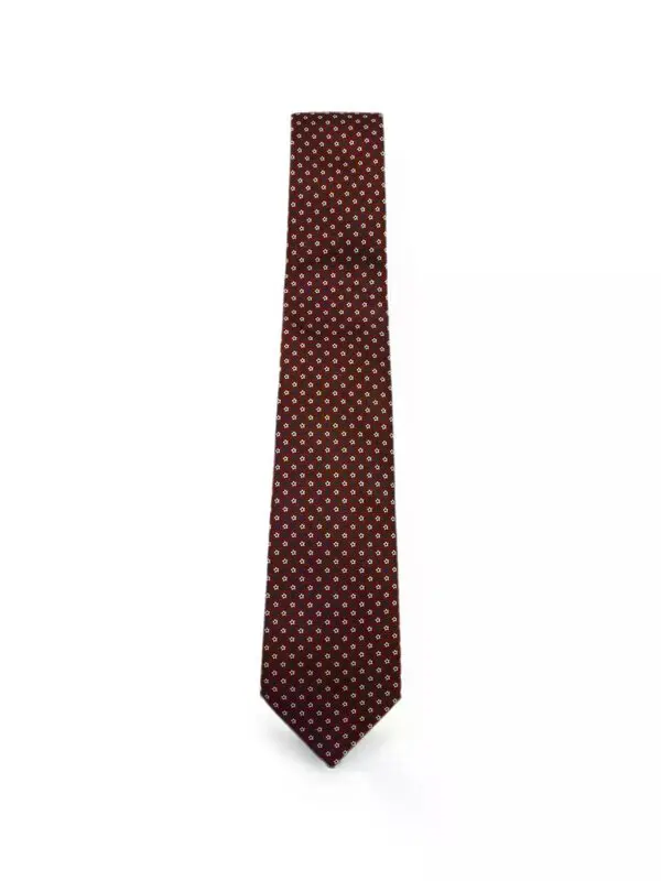 Canali Floral Pattern Neck Tie - Red