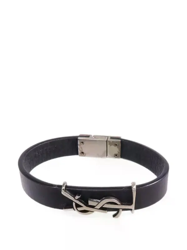 Saint Laurent Logo Appliqué Leather Bracelet