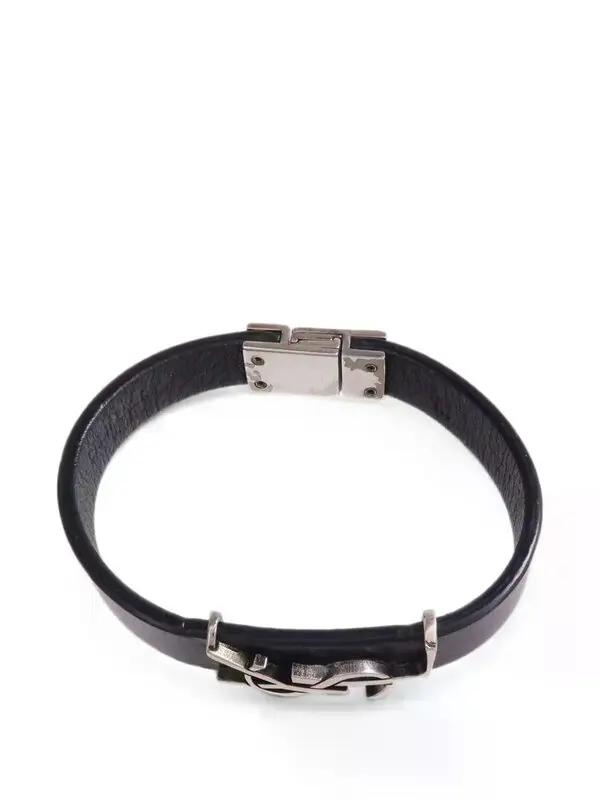 Saint Laurent Logo Appliqué Leather Bracelet