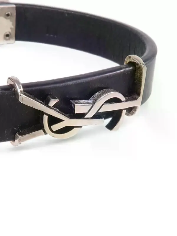 Saint Laurent Logo Appliqué Leather Bracelet