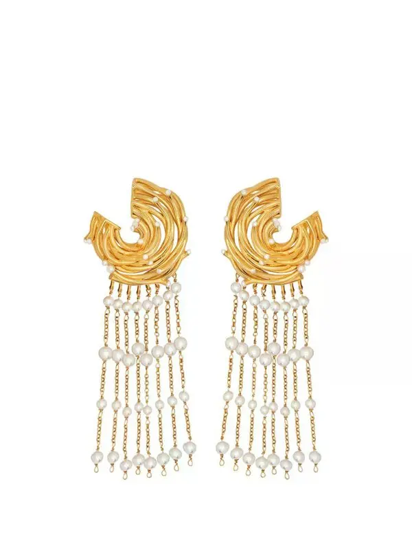 Oscar De La Renta Pearl Nest Chandelier Clip-on Earrings - Gold